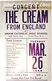 Jimi Hendrix Experience, Cream Vintage Concert Posters